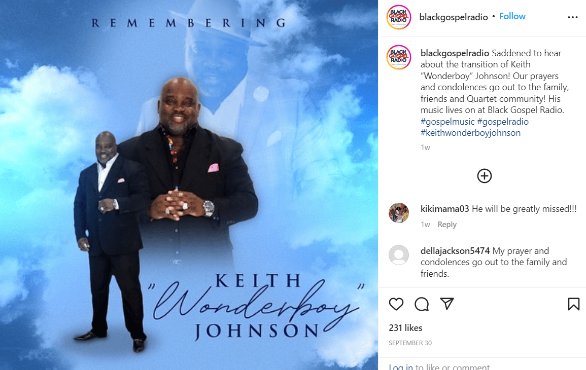 Quartet King/Gospel Star Keith “Wonder Boy” Johnson Has Died Suddenly ...